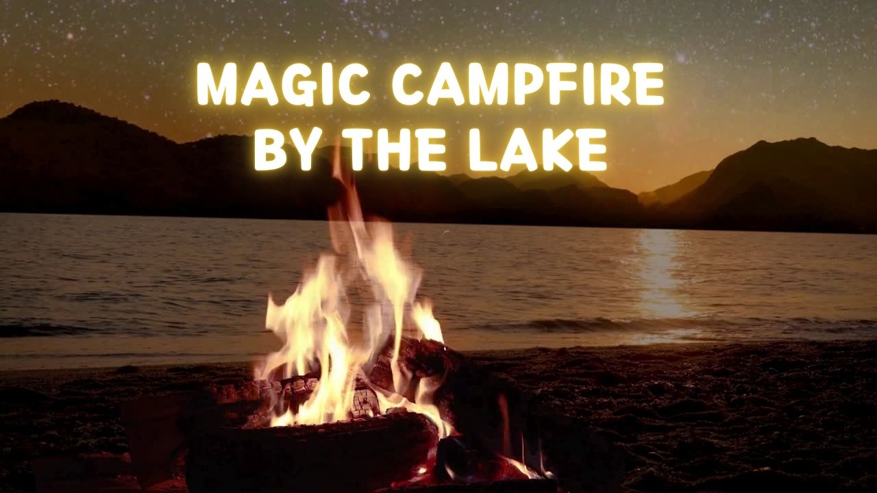 Campfire by the Lake at Night Ambience | Campfire by the River ...