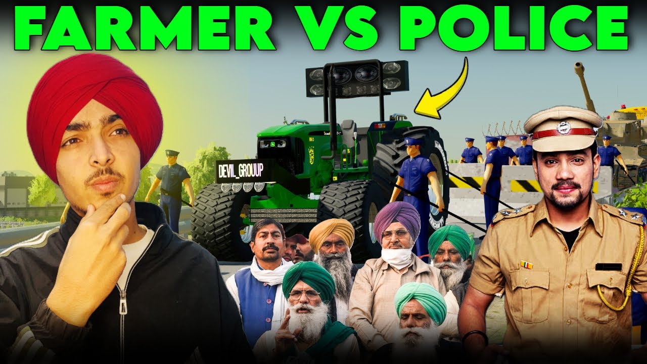 Farmer protest in fs 22 Part 2 || Police vs afrmers in game || Tractor ...