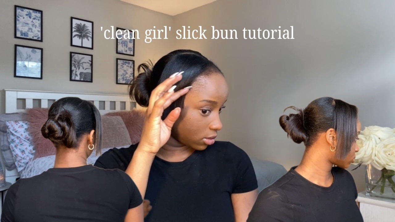 'clean girl' slick bun tutorial (model inspired) - YouTube