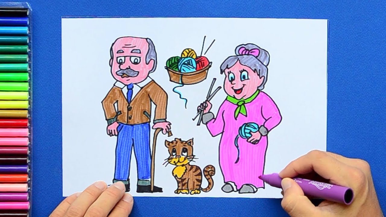 How to draw Grandparents - YouTube