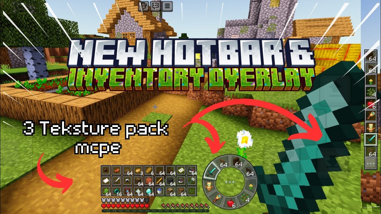 3 TEXTURE MENGUBAH HOTBAR & MENAMPILKAN INVENTORY MCPE 1.20+ - YouTube