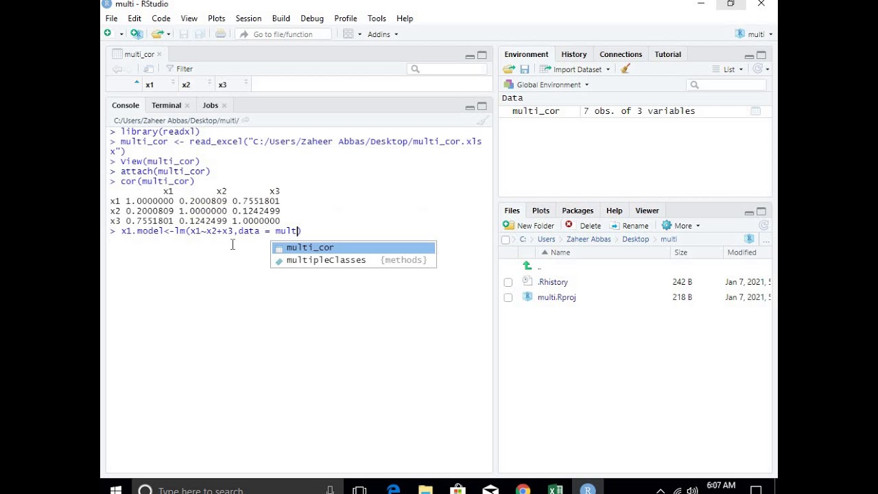 multiple correlation using R Studio in urdu and Hindi - YouTube