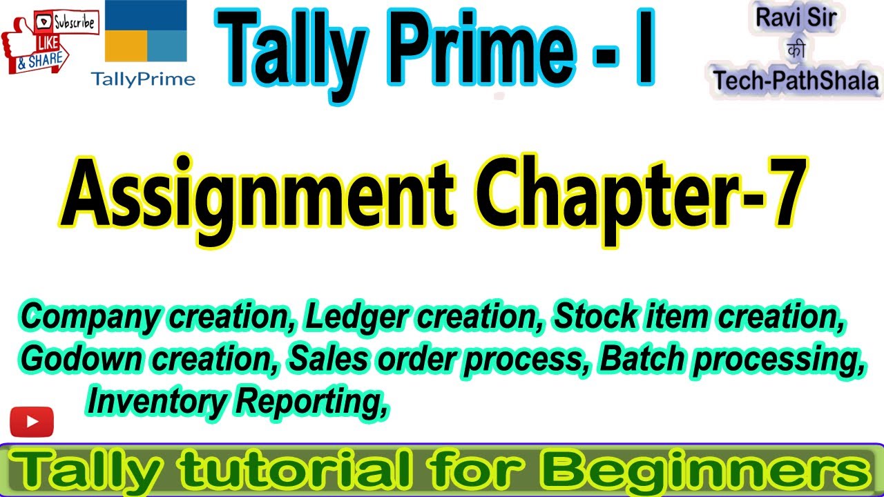 Tally Assignment chapter-7 (Tally Prime-I) - YouTube