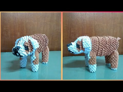 Papercraft 3d origami bulldog tutorial part 1 - YouTube