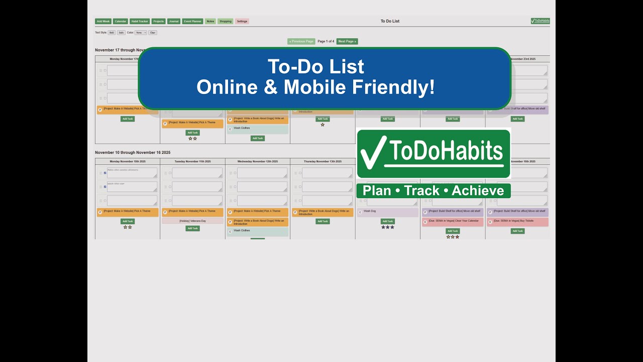 TodoHabits Tutorial: How to Use the To-Do List, Calendar & Weekly Planner - YouTube