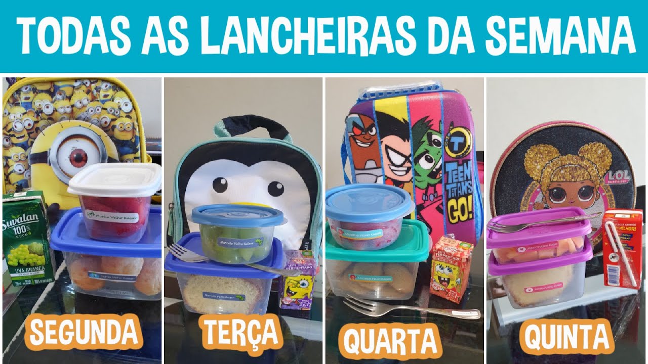 TODOS OS LANCHES DA PRIMEIRA SEMANA DE AULA | Mônica e Os Trigêmeos da ...