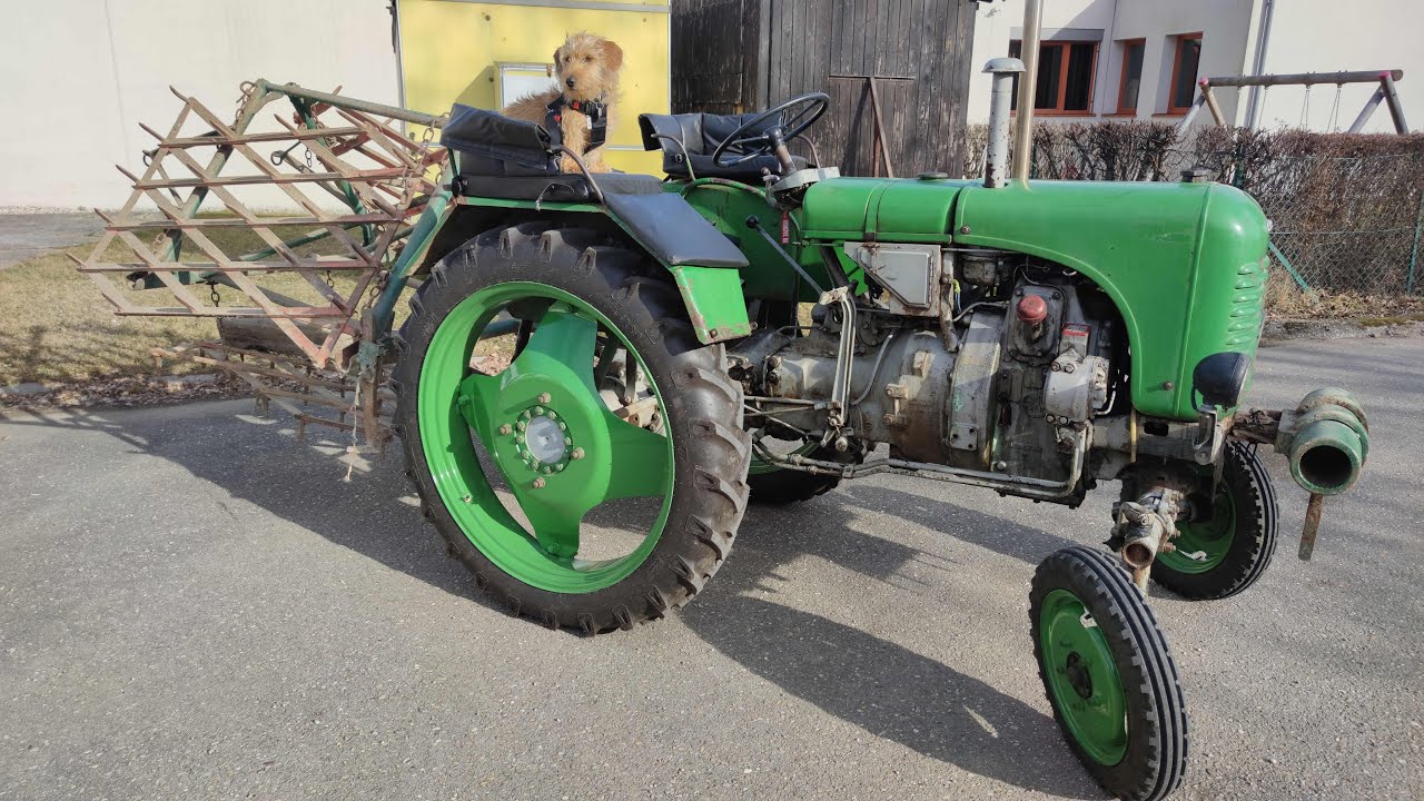 Feld eggen mit dem Steyr T80a (15er Steyr) - YouTube