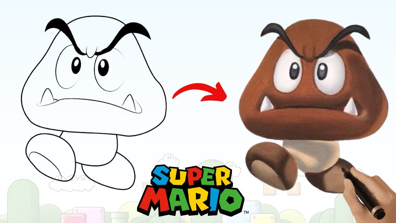 How to Draw Goomba Mushroom | Super Mario Bros - YouTube