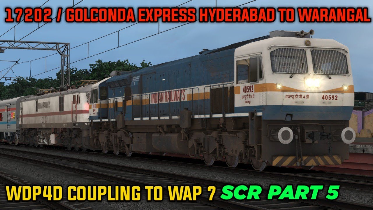 17202 / GOLCONDA EXPRESS WDP4D COUPLING TO WAP 7 HYDERABAD TO WARANGAL ...