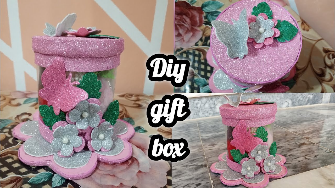 Diy gift box with plastic bottle/gift box with glitter foam sheet/easy ...