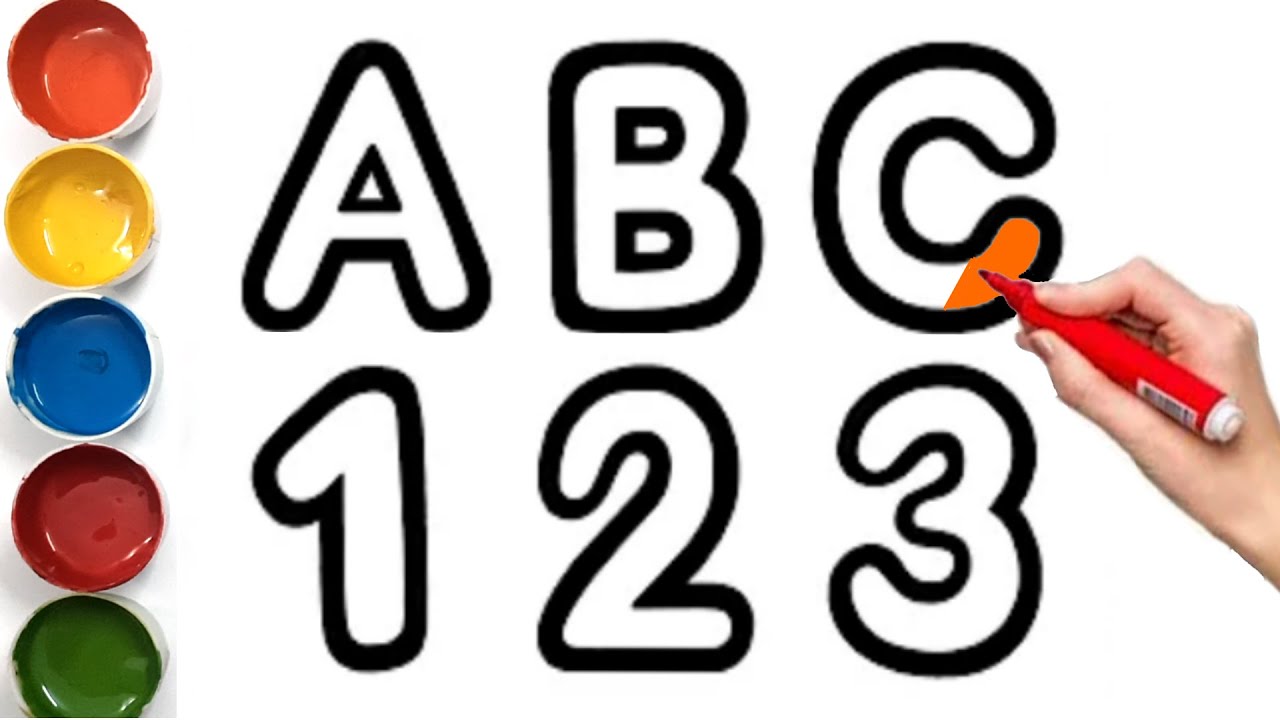 ABC 123 Drawing, Painting and Coloring for Kids, Toddlers | Learn How ...