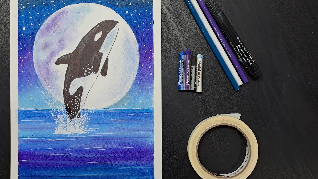 Oil pastel killer whale painting/Dibujo de orca al óleo🐋 - YouTube