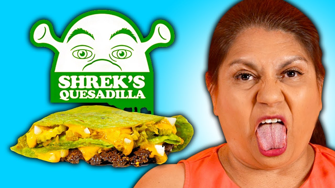 Mexican Moms Try SHREK's Quesadilla (MrBeast Burger) - YouTube