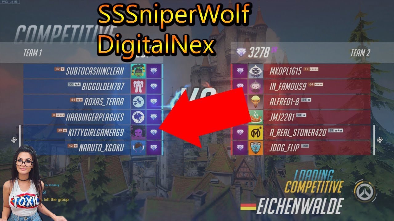 Playing With SSSniperWolf And DigitalNex | Overwatch Competitive - YouTube