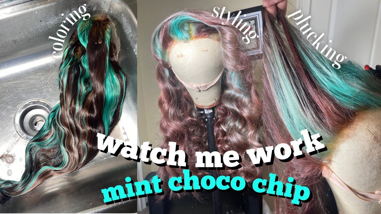 watch me work: brown and mint wig (mint chocolate chip) - YouTube