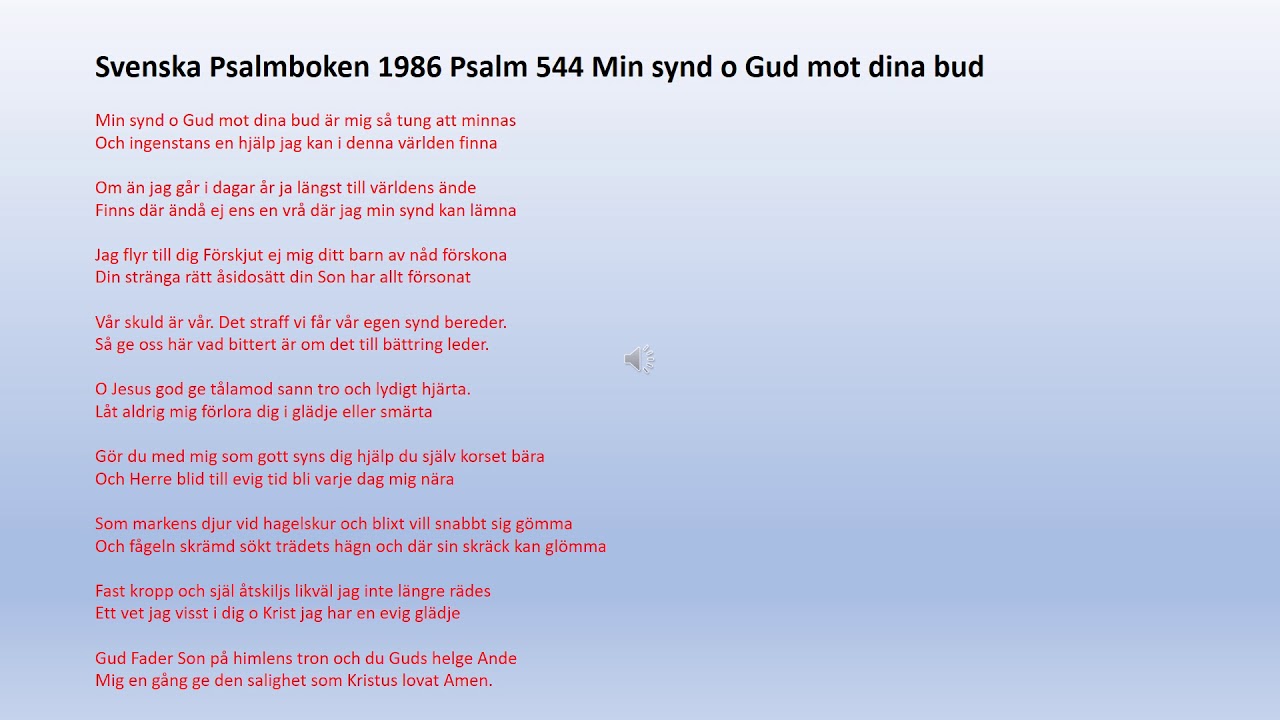 Psalm 544 Min synd o Gud mot dina bud - YouTube