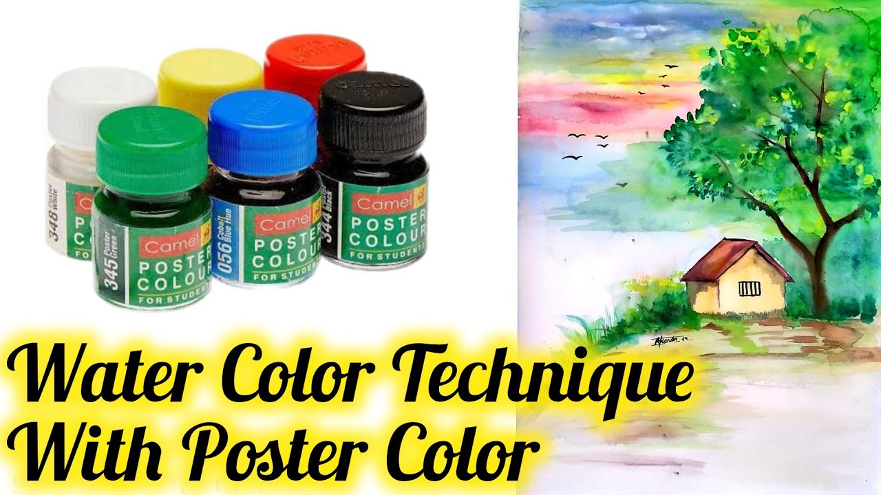 Water Color Technique With Poster Color || Poster Color Painting ...