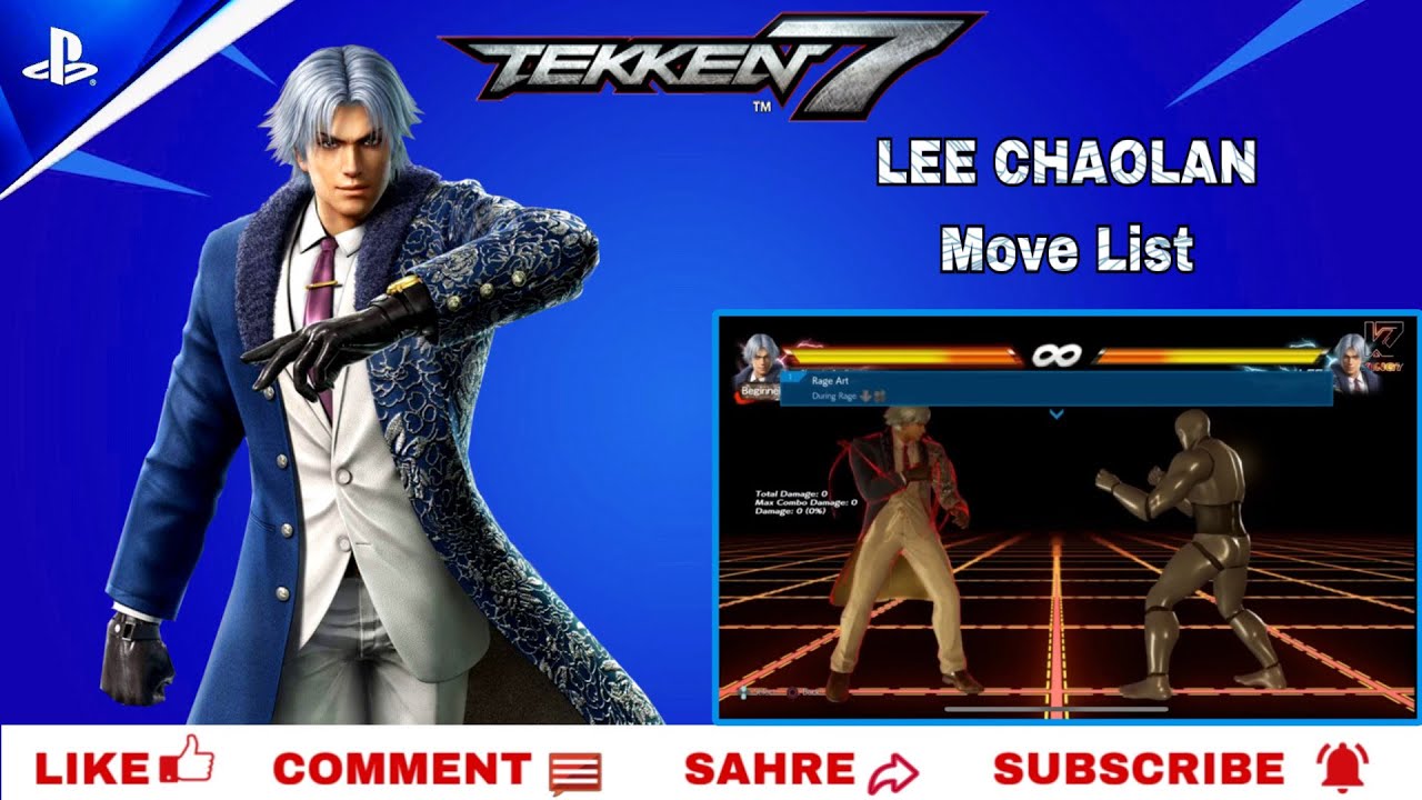LEE CHAOLAN Move List ( Command List ) | TEKKEN 7 - YouTube