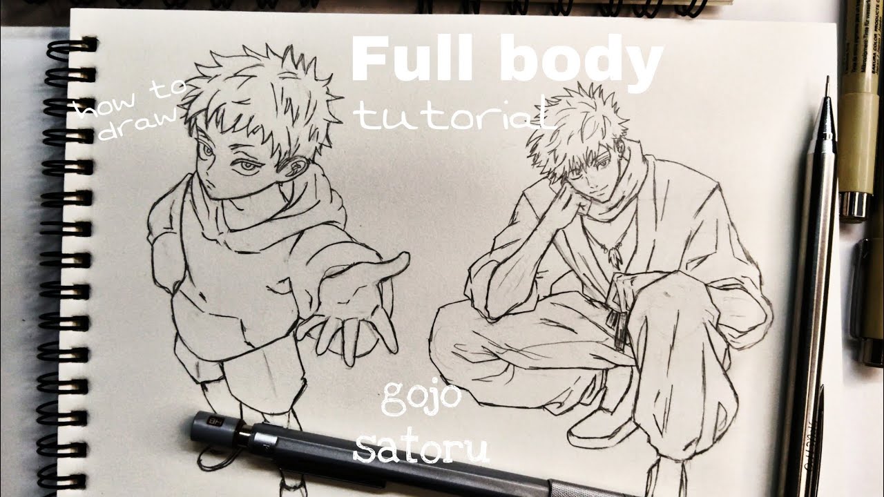 How to draw gojo satoru full body tutorial | anime drawing tutorial ...