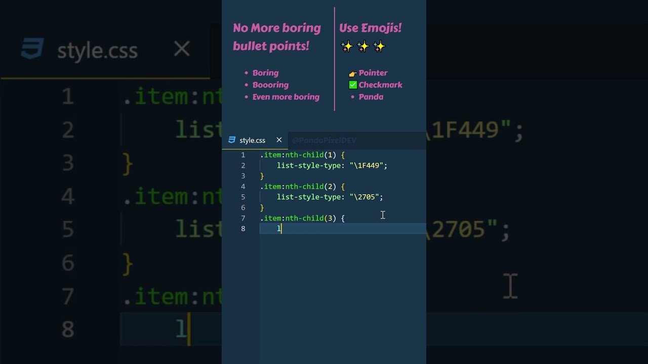 👉 Use Emojis as CSS List Item Markers #Shorts - YouTube