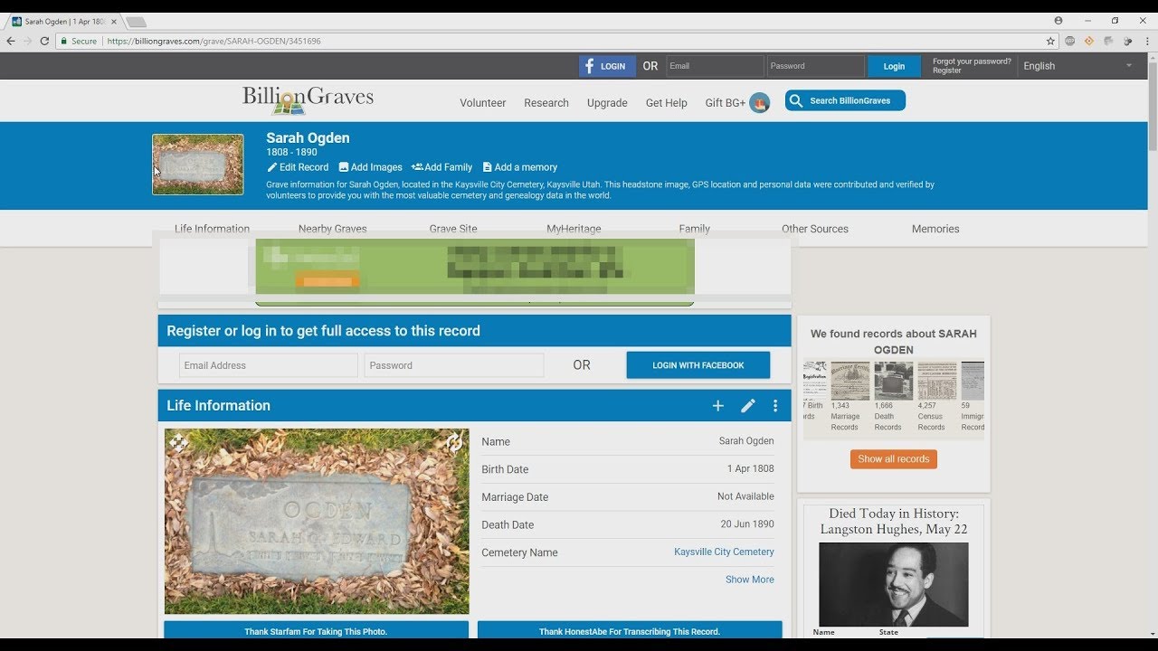 Billiongraves.com a Headstone Finding Website - YouTube