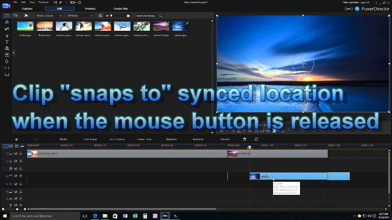 Quick tutorial on PowerDirector's "snap to" feature - YouTube