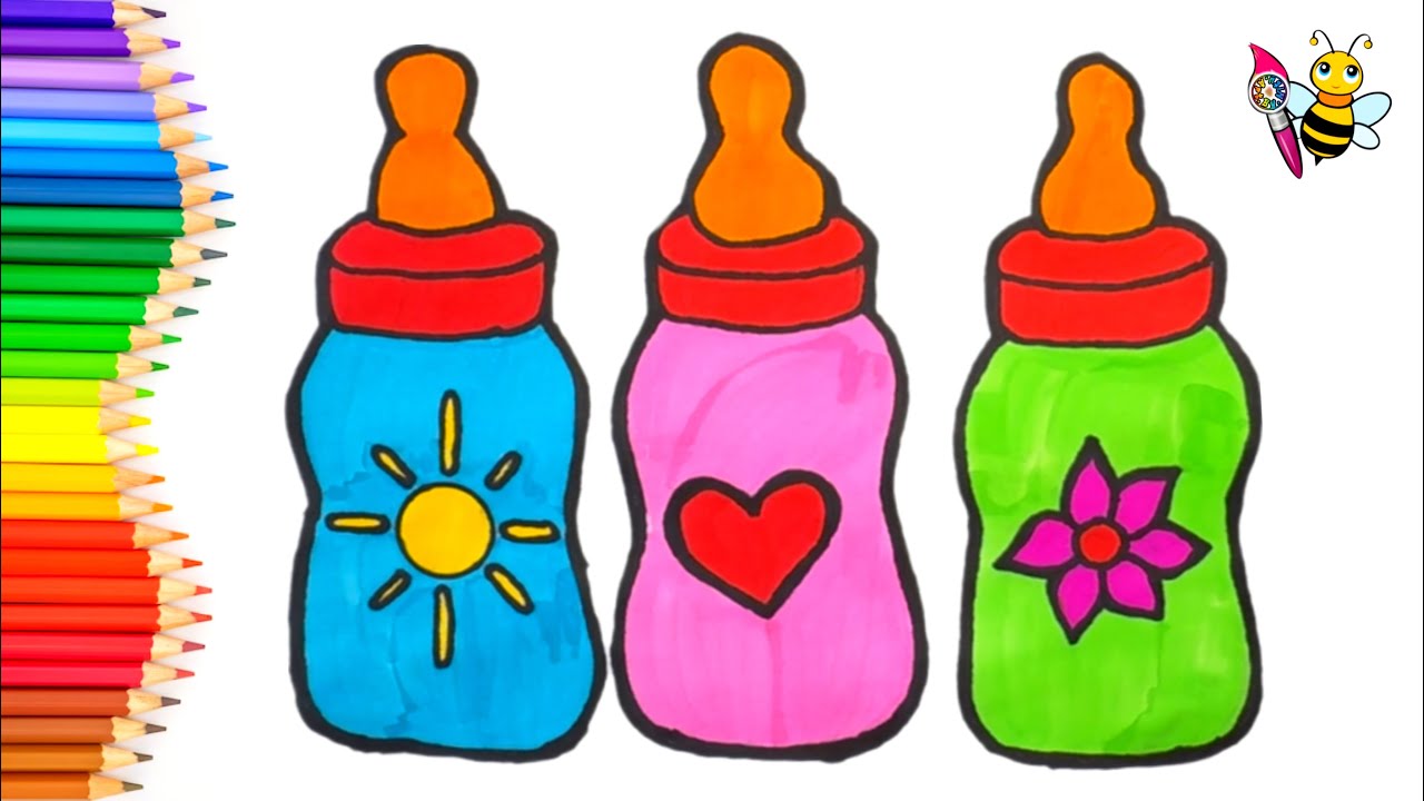 How to Draw and Paint Milk Bottles for Babies | Easy Baby Bottles ...