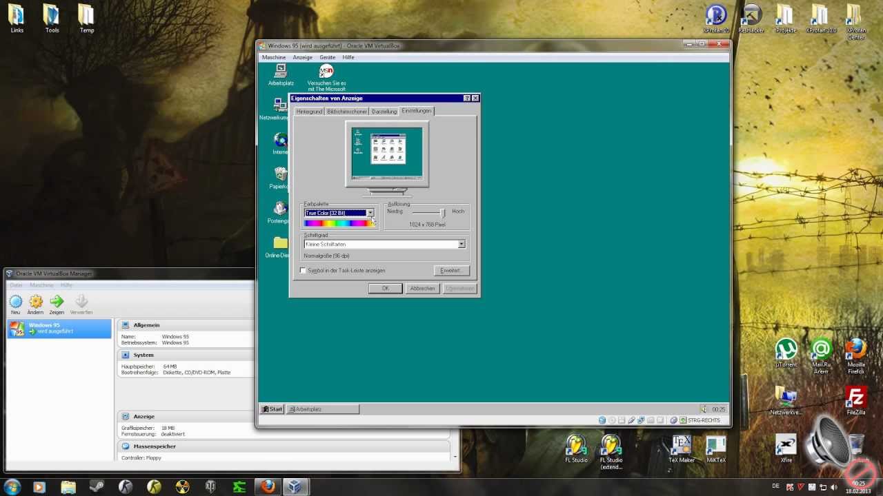 Oracle VM Virtualbox - Windows 95 Grafik - YouTube