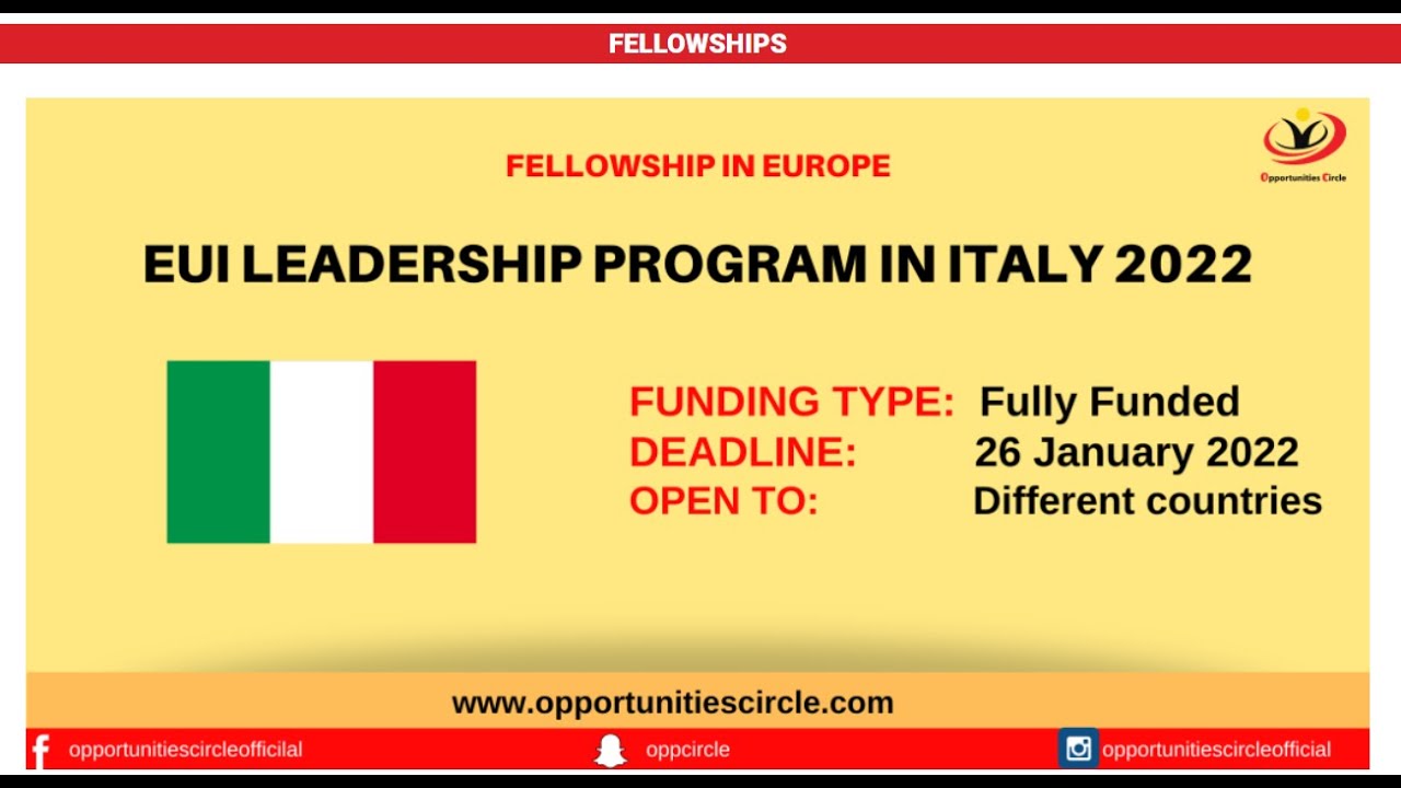 Do you want to EARN 2500 Euros 💸 | EUI Fellowship in ITALY 2022 | Apply ...