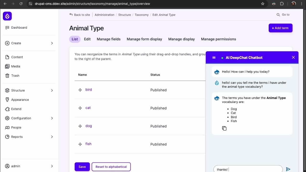 Listing and adding taxonomy terms using AI in the new Drupal CMS. - YouTube
