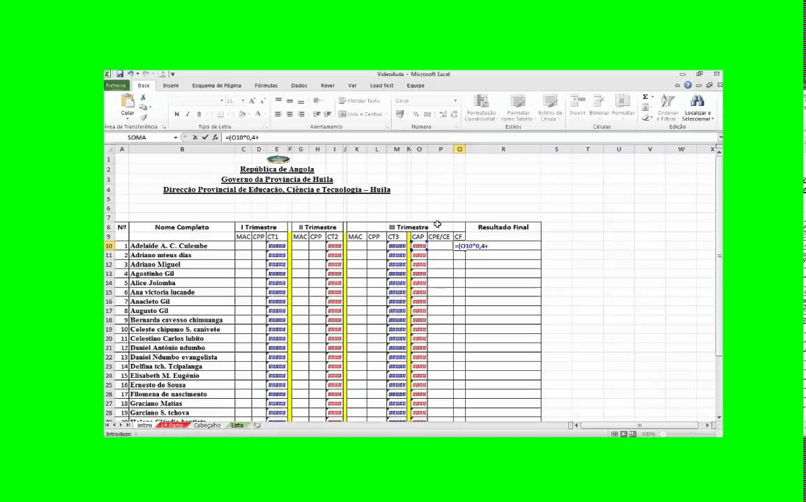 Insercção de formulas em uma mini-pauta na folha de cálculo. - YouTube