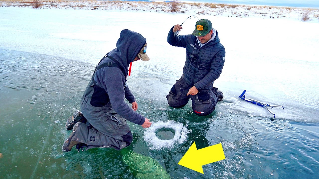 Rare TROPHY Catch Ice Fishing a TINY Pond!!! - YouTube