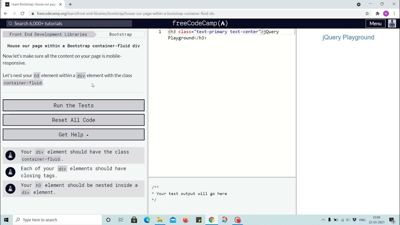 Bootstrap Tutorial 20 - Using container fluid on page - freecodecamp - YouTube
