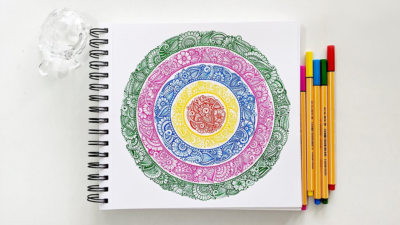 Doodle/MANDALA ART for beginners || Mandala Art with colour pens ...