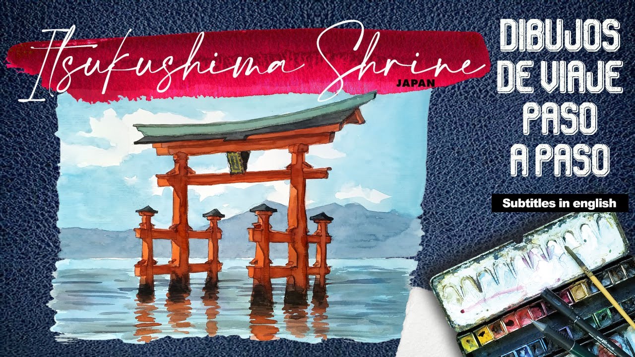 Tutorial acuarela de una Puerta Torii. Travel sketch tutorial of a Torii Gate step by step ...