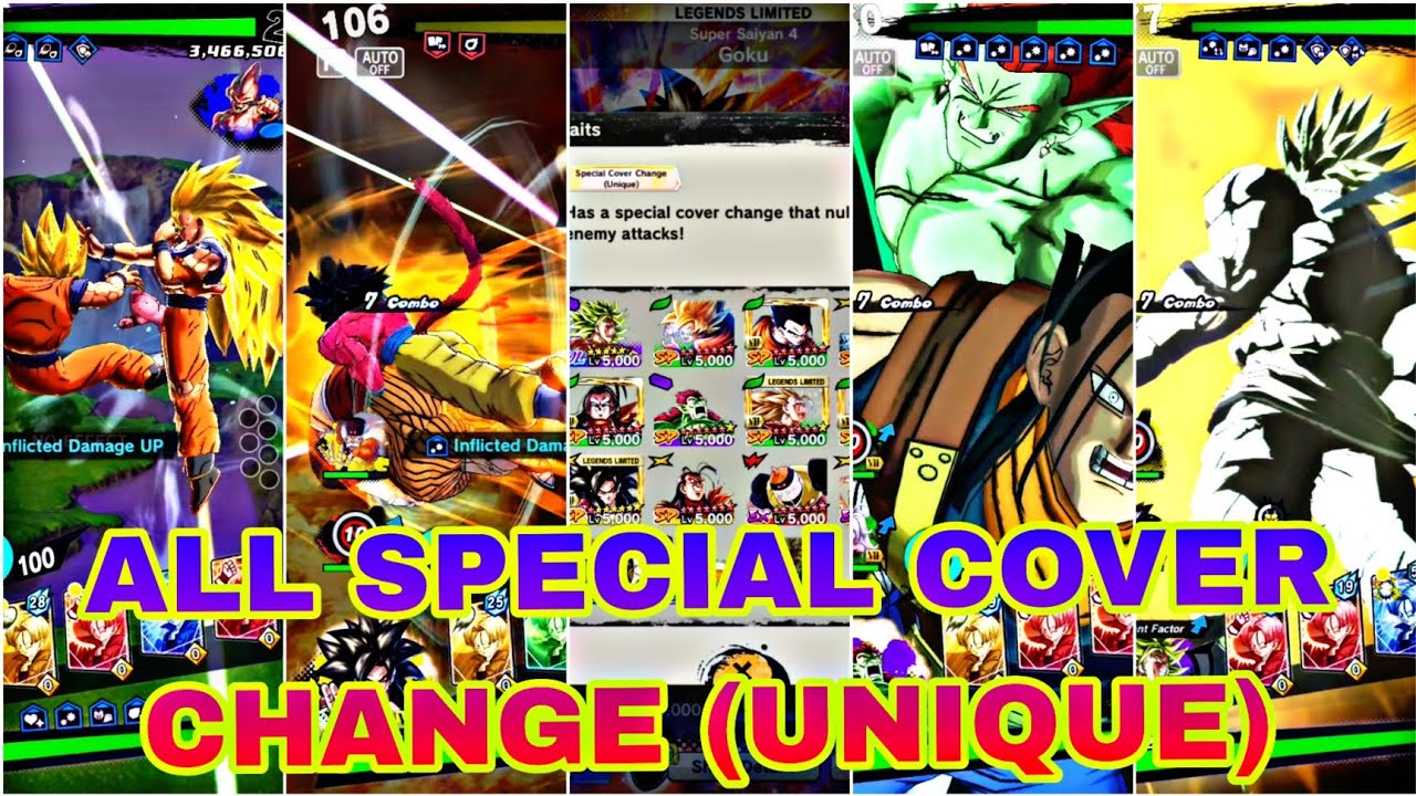 ALL SPECIAL COVER CHANGE (UNIQUE) ANIMATION!! 🔥 IN DRAGON BALL LEGENDS ...