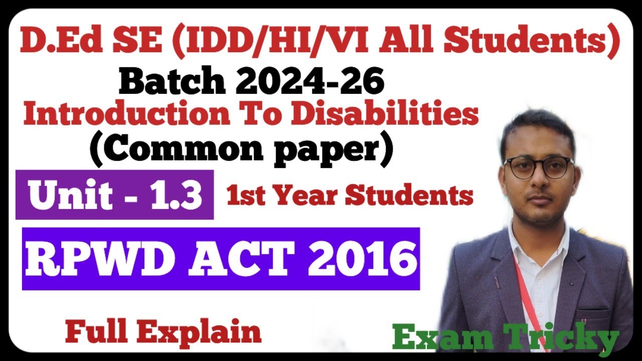 RPWD ACT 2016 | Rights of Persons with Disabilities | D.Ed SE (IDD/HI ...