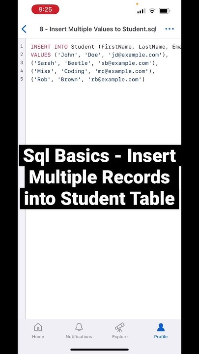 Sql for Beginners - Insert Multiple Records into Table #sqltutorial - YouTube