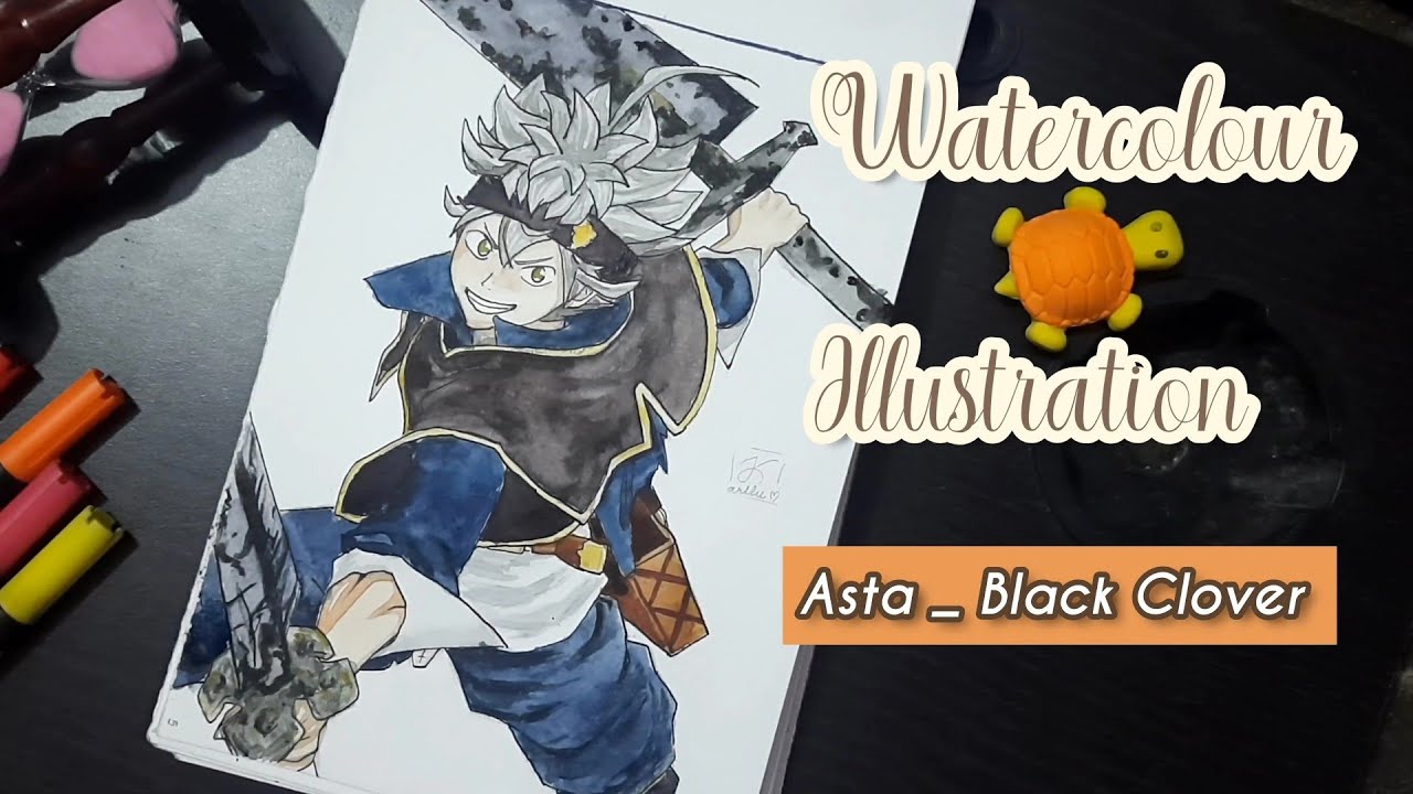 How to paint Asta | Black Clover | Watercolour Illustration - YouTube