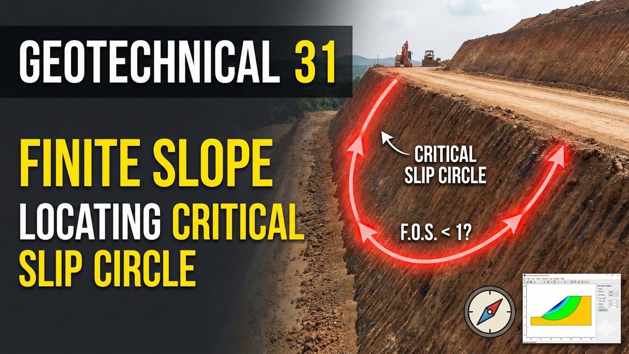Geotechnical 31 : Finite Slope - Locating Critical Slip Circle - YouTube