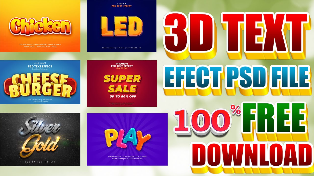 3D Text Effect Psd File Free Download 2022 | Photoshop 3d text styles ...