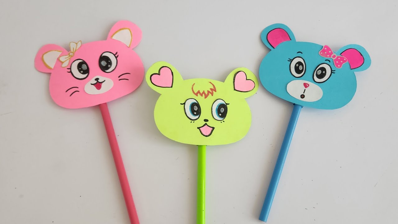 Paper Fan Pencil Toppers DIY | How to make Pencil toppers craft | Fan ...