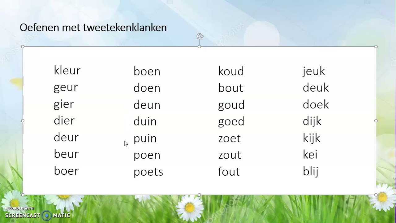 Tweetekenklanken (1) - Leesles - Leren lezen Voor/koor/door - YouTube