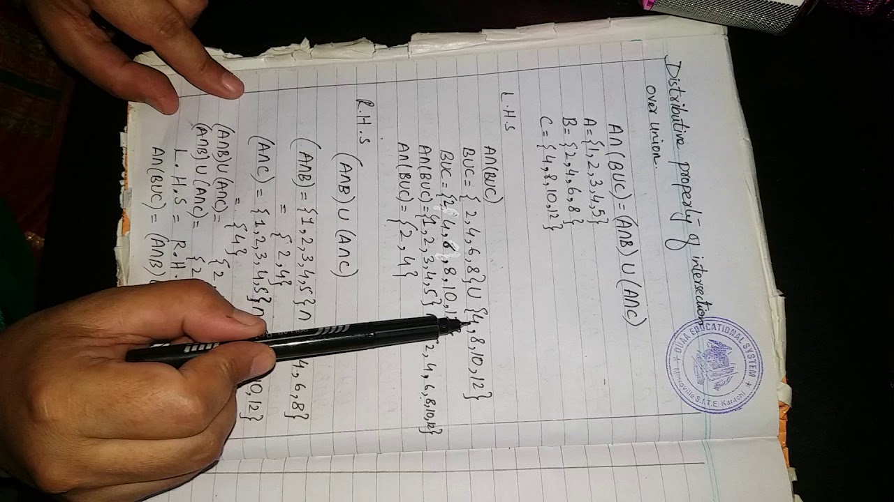 DISTRIBUTIVE PROPERTY OF INTERSECTION OVER UNION. - YouTube