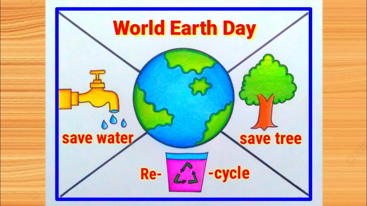 World Earth Day Drawing | World Earth Day Poster Drawing Easy steps ...