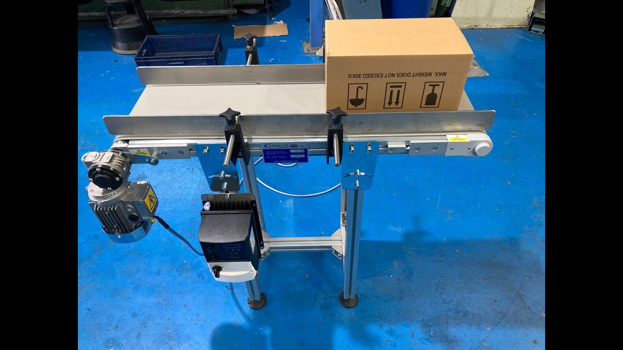 White Belt Conveyor with Adjustable Side Guides UK Manufacture C-Trak ...