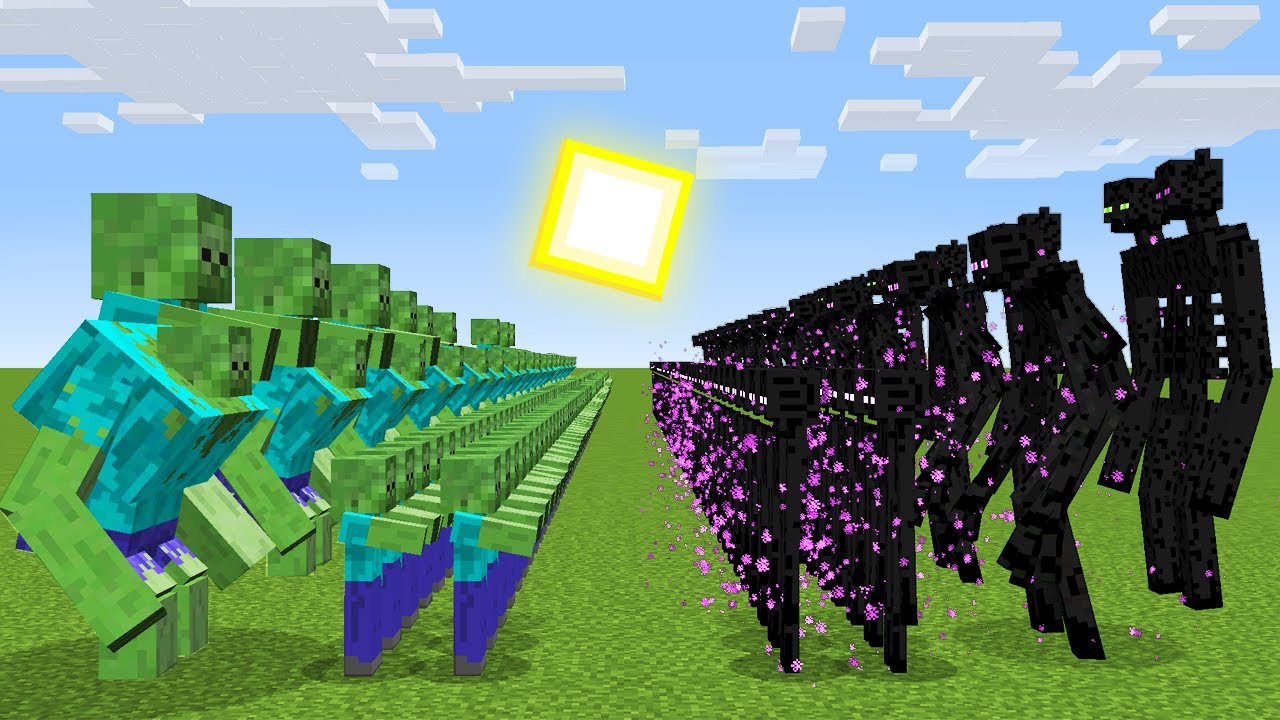 ZOMBIE TITAN ARMY vs ENDERMAN TITAN MUTANT ARMY in Minecraft Battle ...