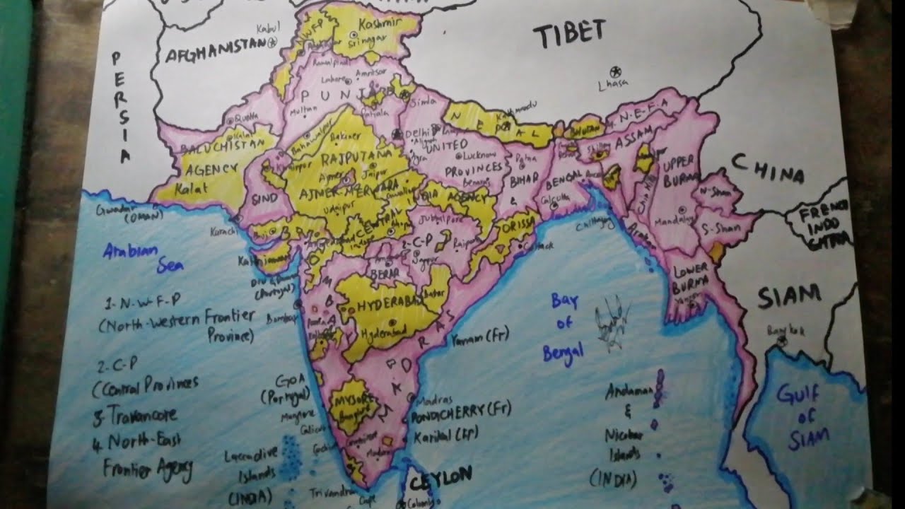 How to draw British India map easy SAAD - YouTube