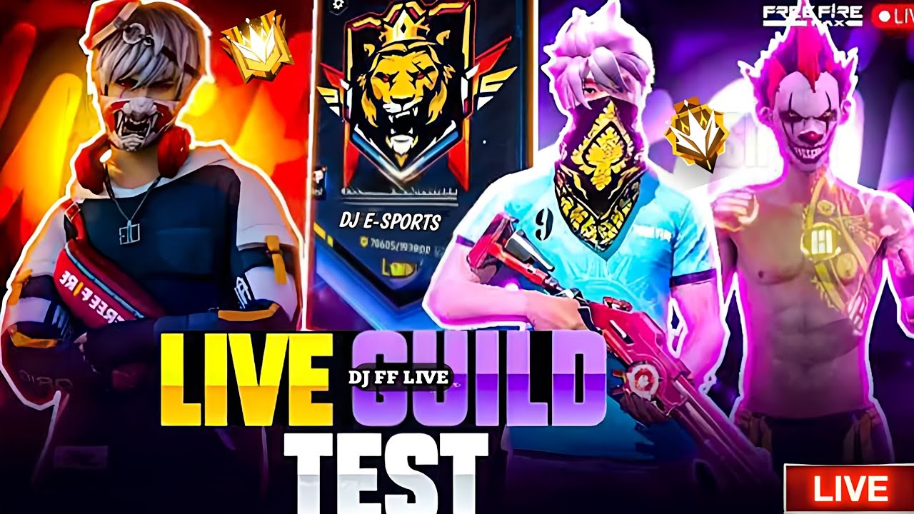 FREE FIRE GUILD TEST IN LIVE 1VS2 || V BADGE GUILD TEST IN LIVE🤯|| FREE ...
