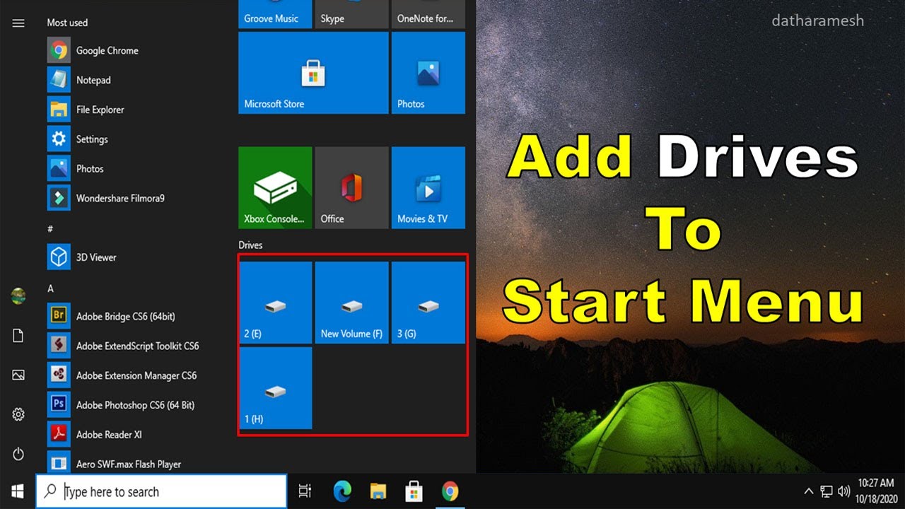 How to Add Drives to Start Menu In Windows 10 - YouTube